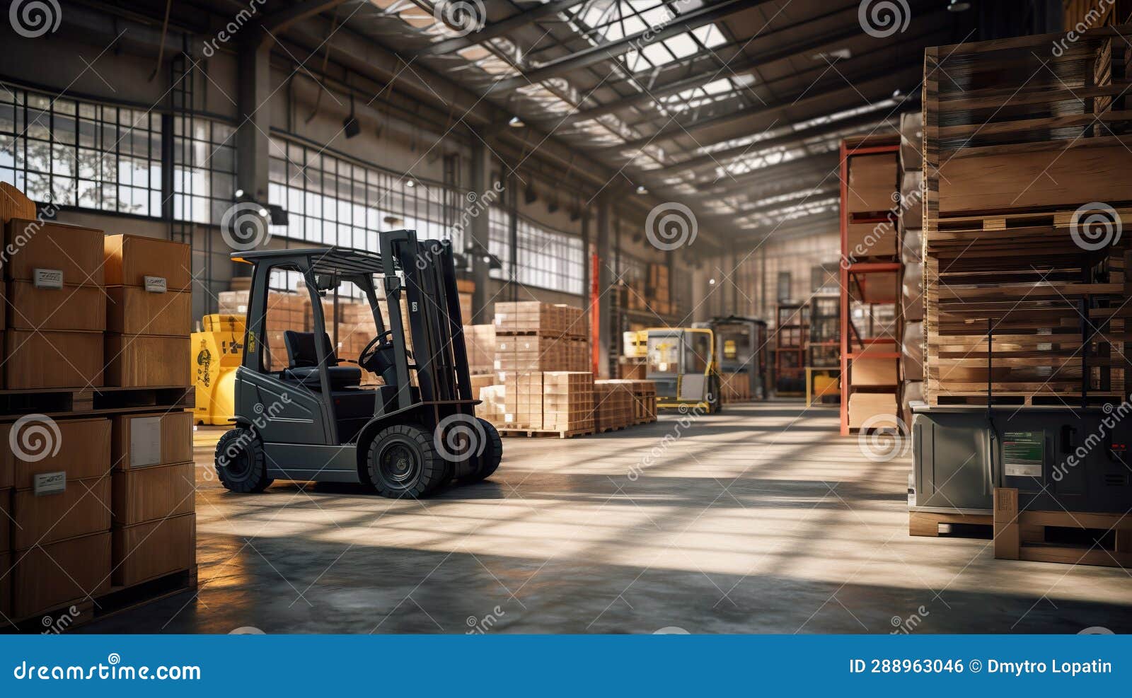 Modern Forklift at Big Industrial Warehouse, Generative AI Stock Photo ...