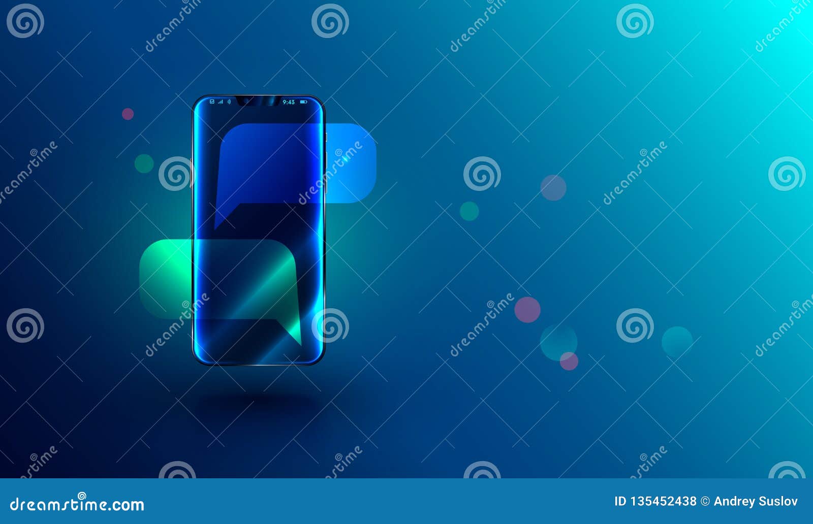 Modern Frameless Smartphone with Empty Chat Bubbles on Screen. Message ...