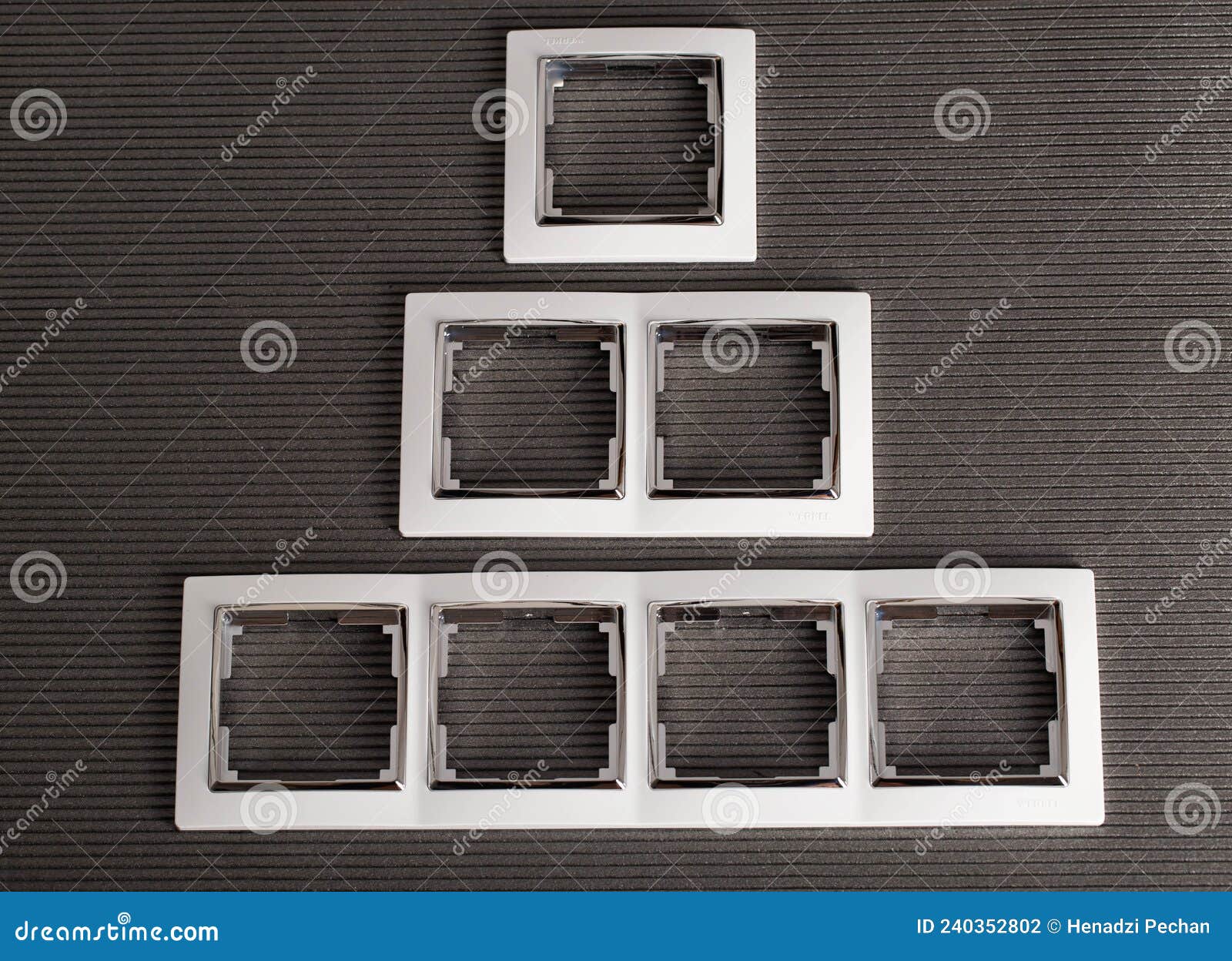 Modern Frames for Sockets on a Gray Background, Close-up Stock Photo ...
