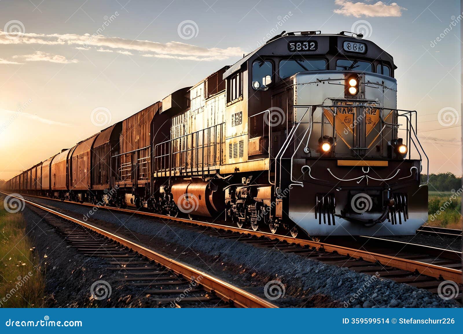 Modern Freight Train with Reflective Metallic Surfaces Stock ...