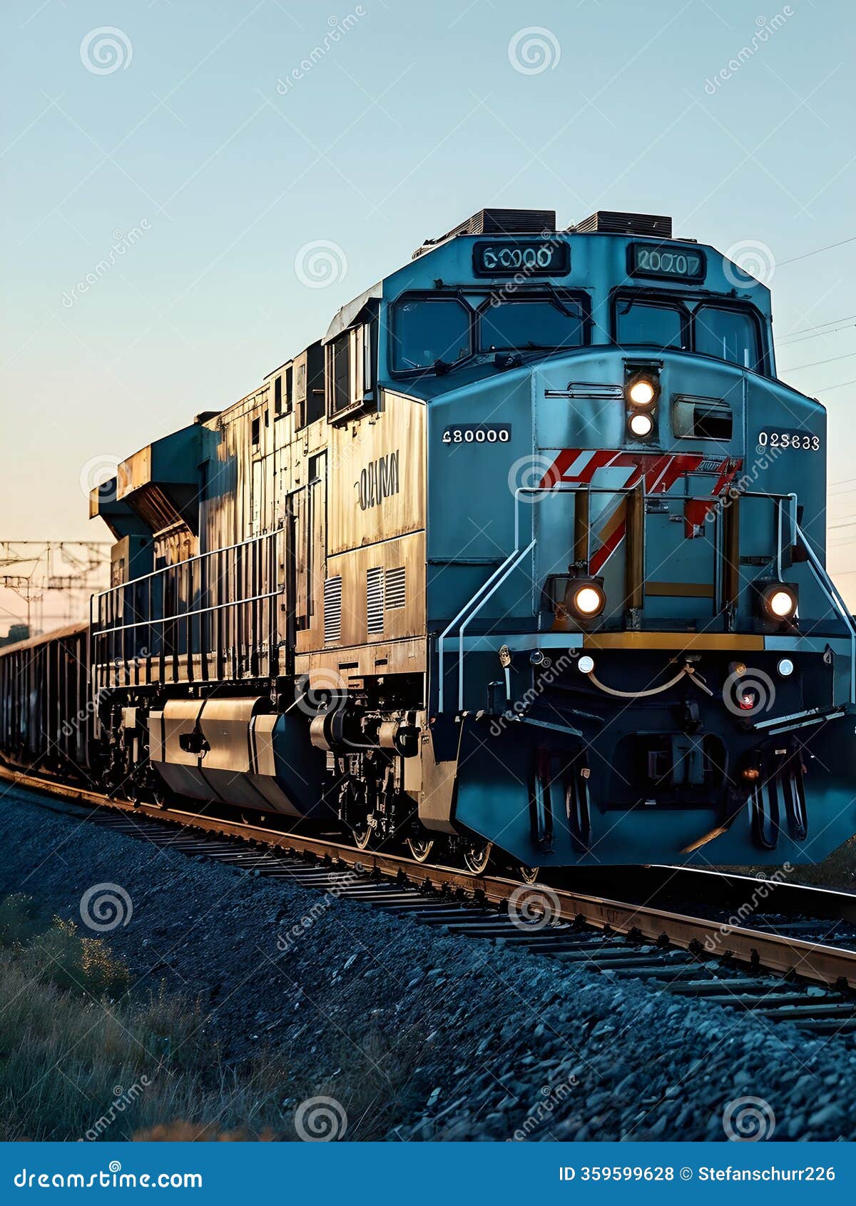 Modern Freight Train with Reflective Metallic Surfaces Stock ...