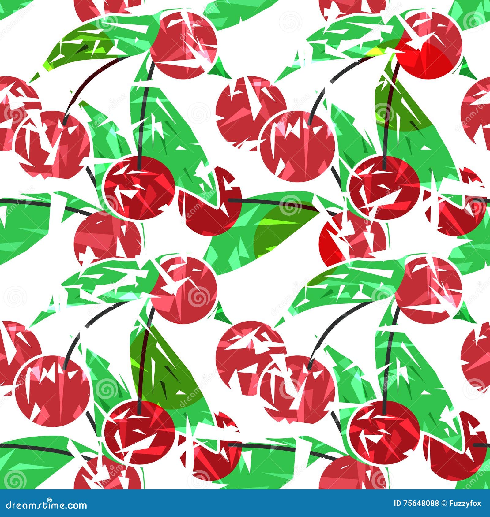 Modern Fresh Seamless Pattern with Cherries. Repeating Bright Stock ...