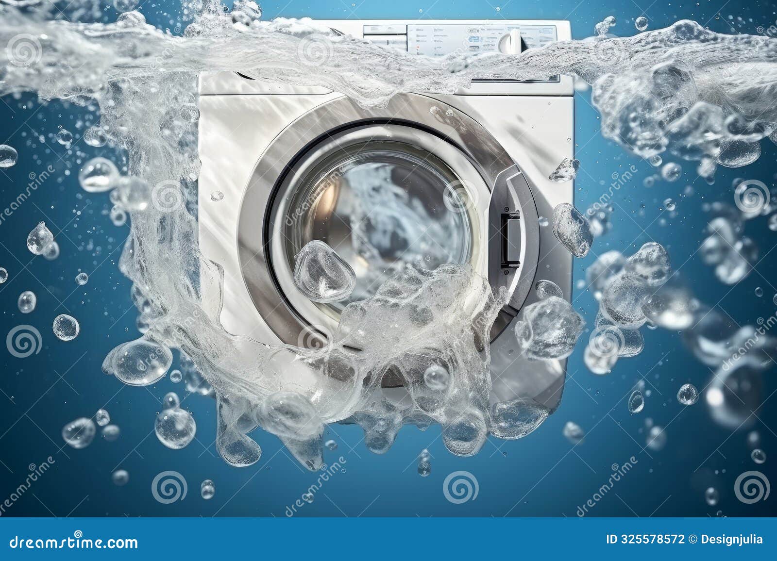 Modern Front-Loading Washing Machine with Stainless Steel Drum and Blue ...