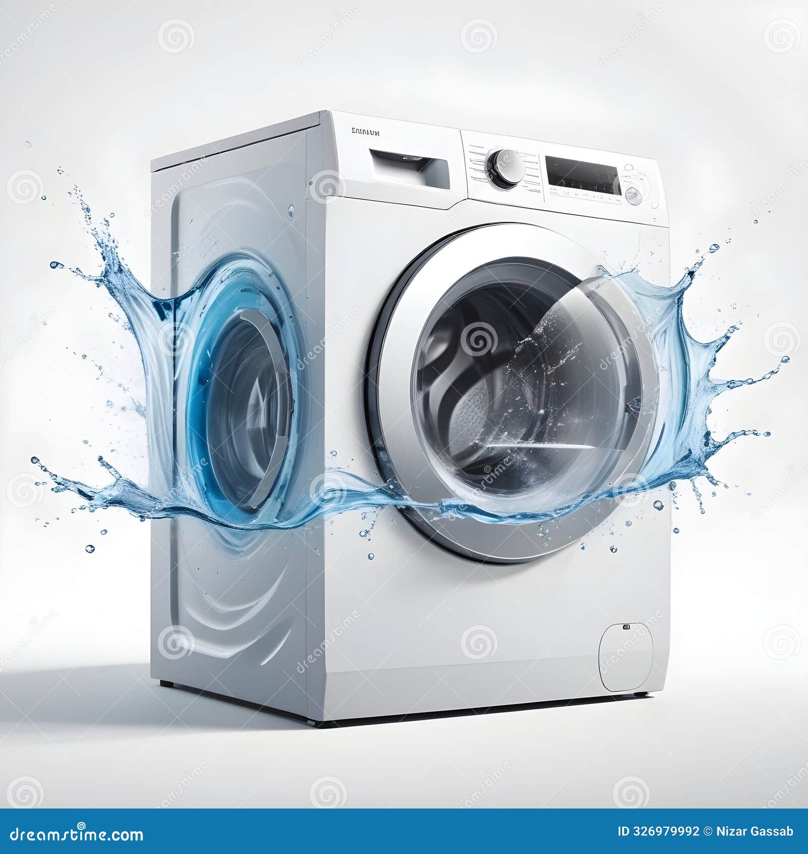 A Modern Front-loading Washing Machine with a Transparent Glass Door ...