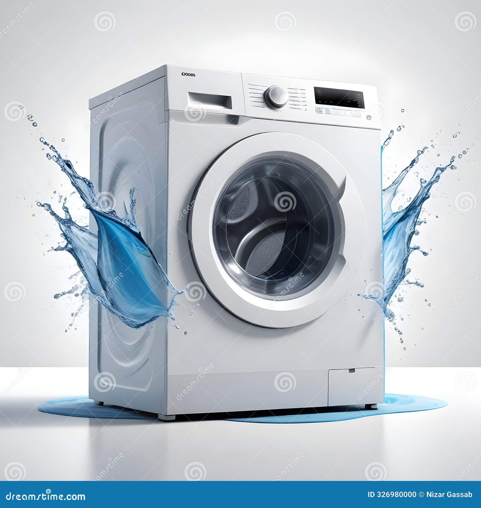 A Modern Front-loading Washing Machine with a Transparent Glass Door ...