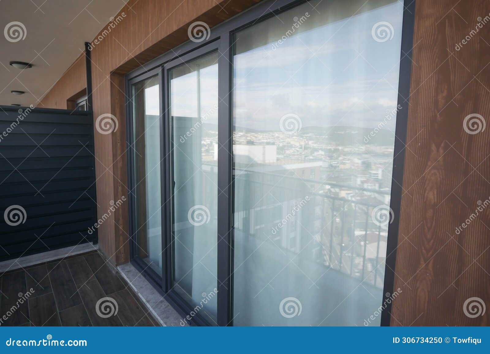 Modern Front Window with Thin Curtains and House Walls from the Outside ...