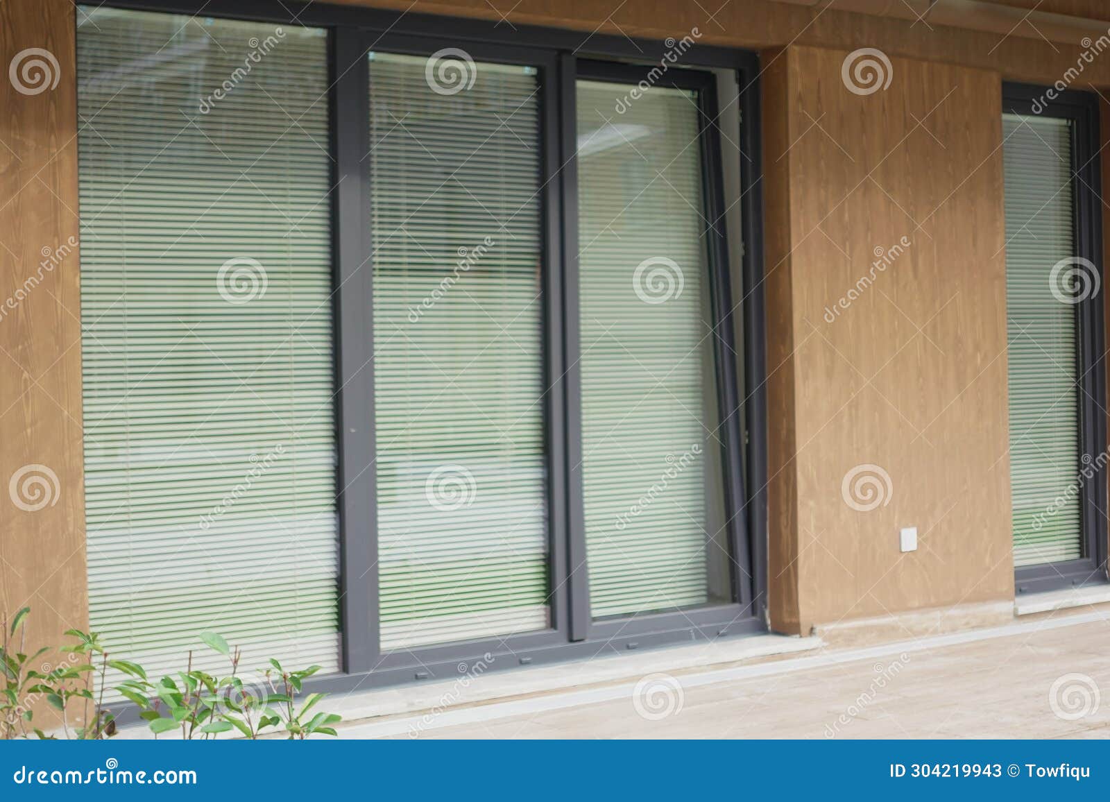 Modern Front Window with Thin Curtains and House Walls from the Outside ...
