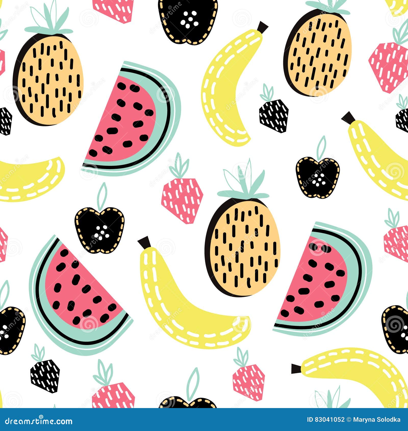 Modern Fruit Seamless Pattern. Great for Kids Fabric, Textile, Etc ...