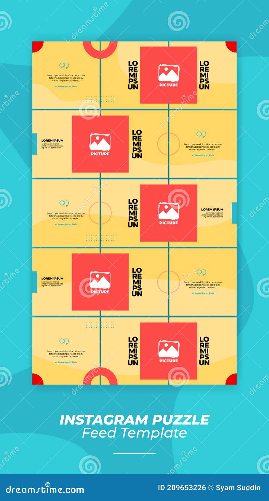 Modern and Full Color Instagram Puzzle Feed Template Stock Vector ...