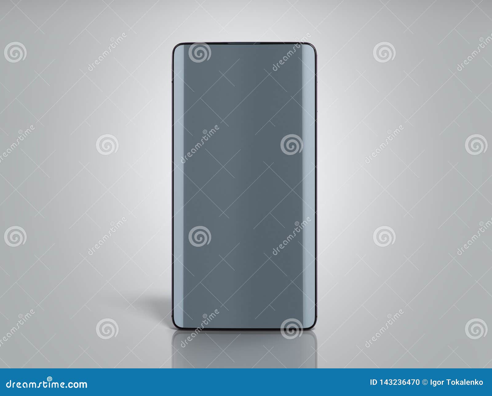 Modern Full Screen Smart Phone Empty Screan 3d Render on Grey Gradient ...