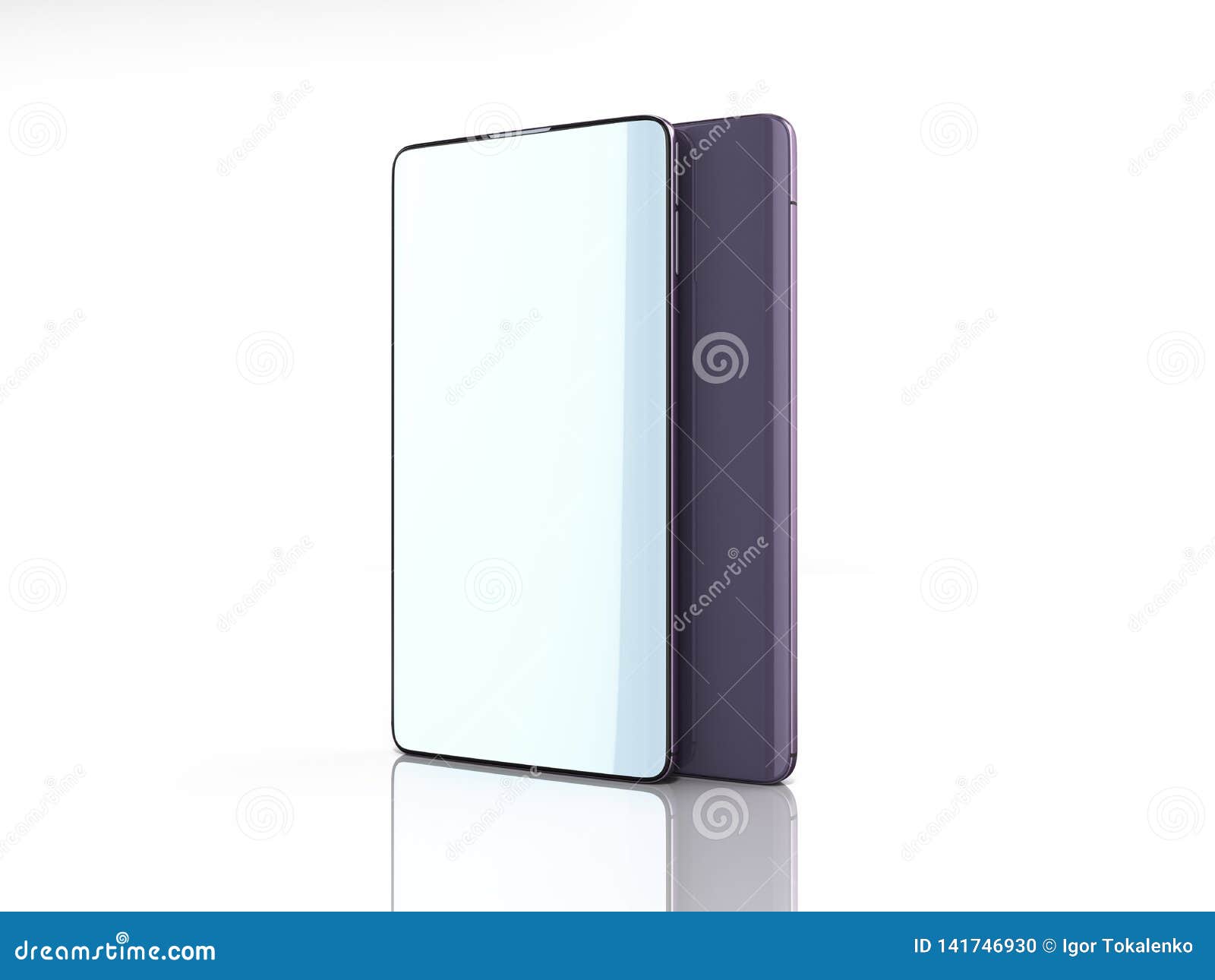Modern Full Screen Smart Phones 3d Render on White Stock Illustration ...