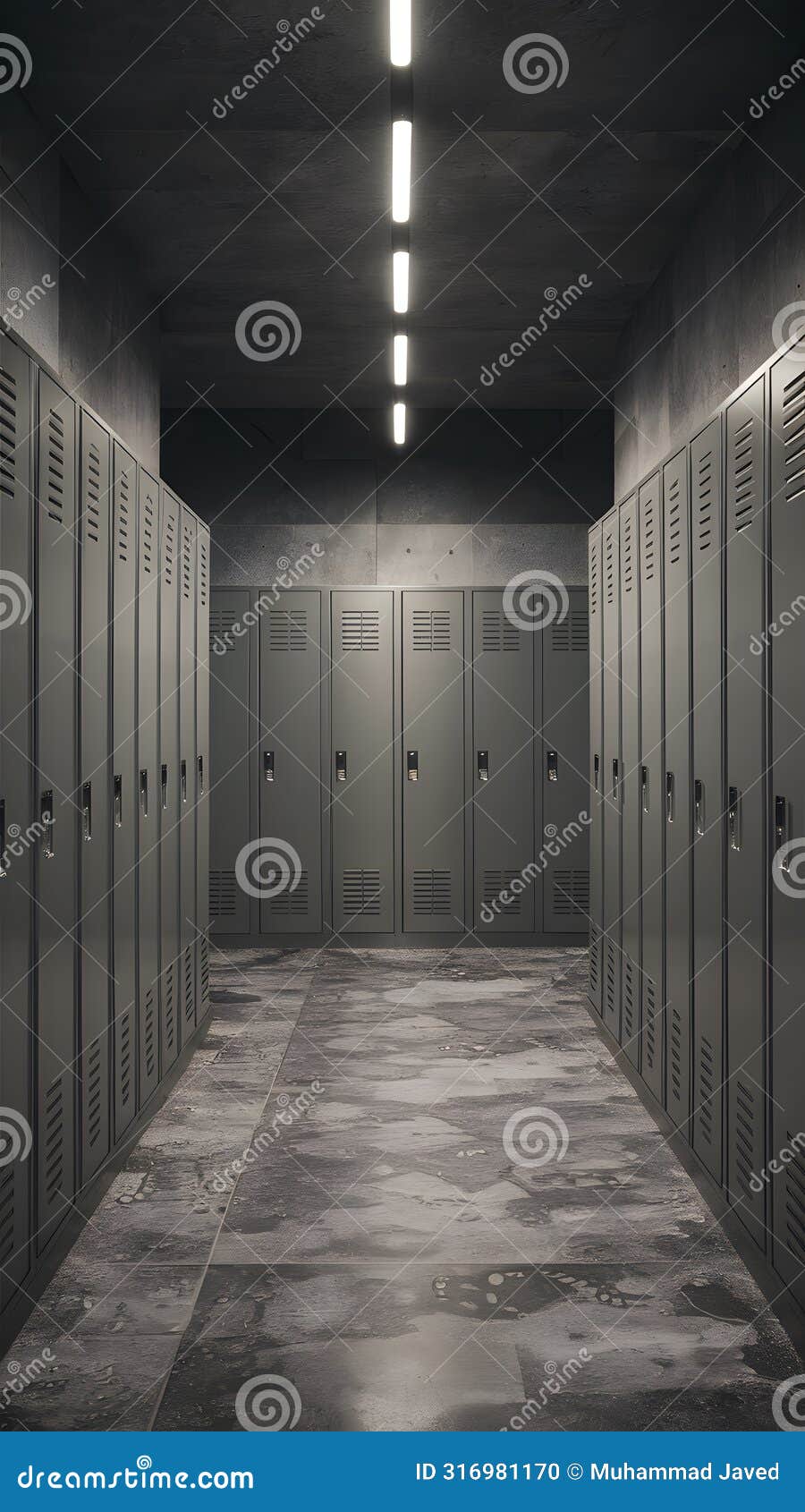 Modern Functionality Empty Locker Room with Contemporary Metal Lockers ...
