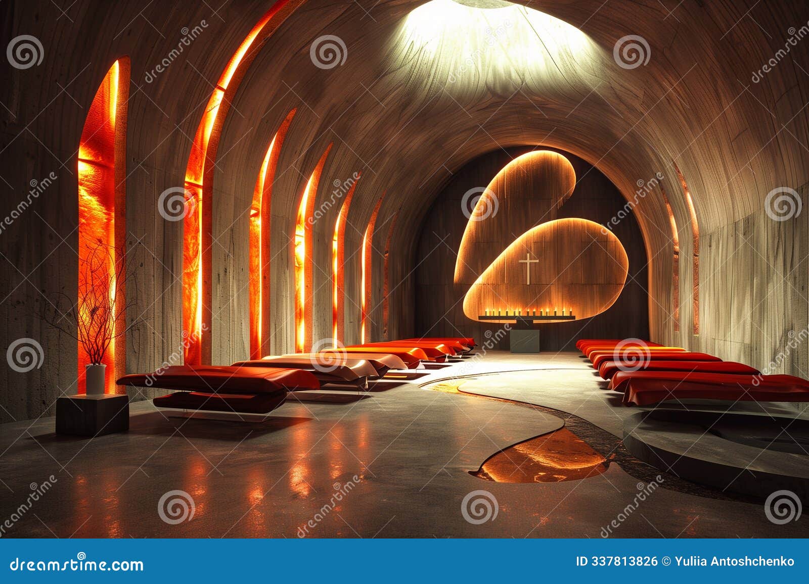 The Modern Funeral Hall Showcases Smooth Curves And Ambient Lighting ...