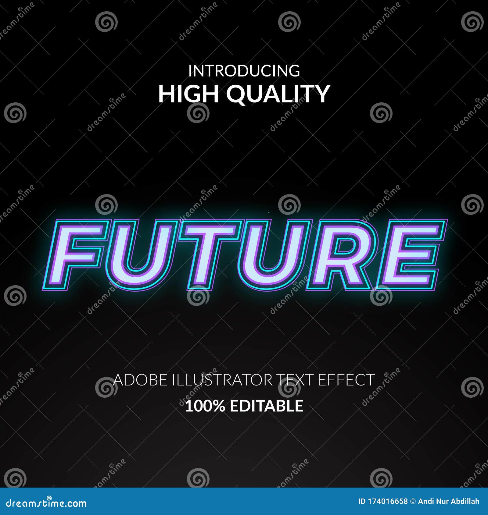 Modern Future Bold Text Effect with Glow Purple Cyan Neon Color Stock ...