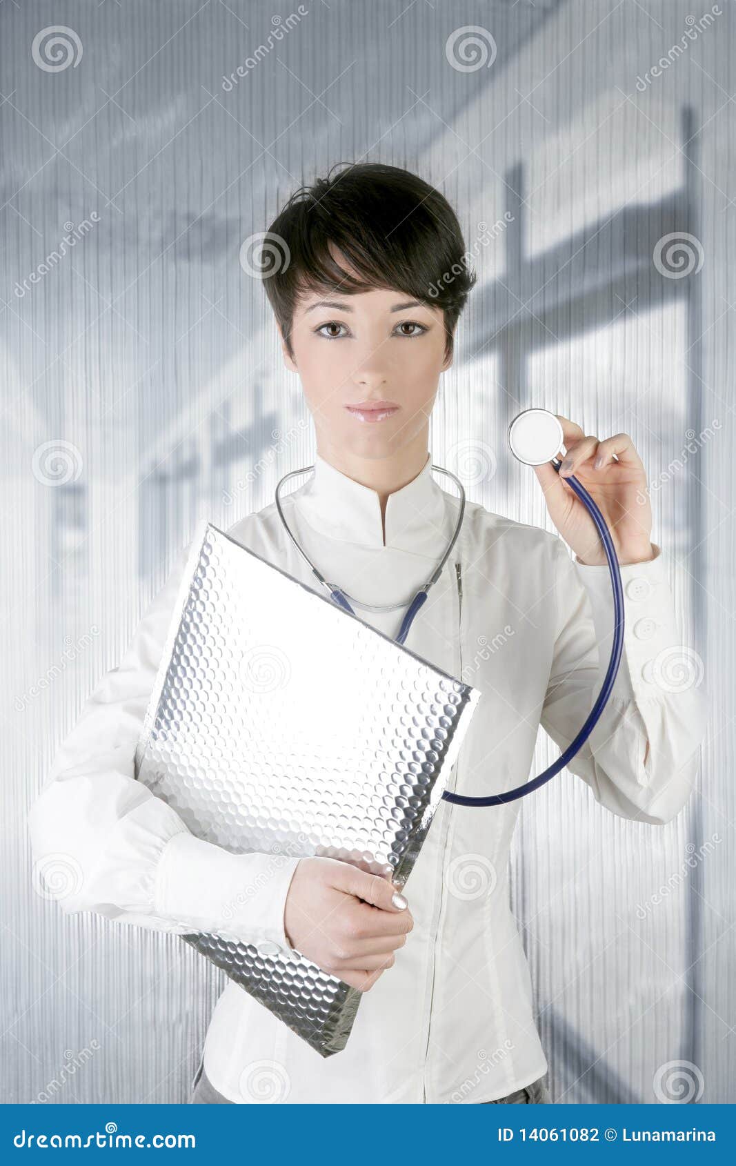 Modern Future Doctor Woman Stethoscope on Silver Stock Photo - Image of ...