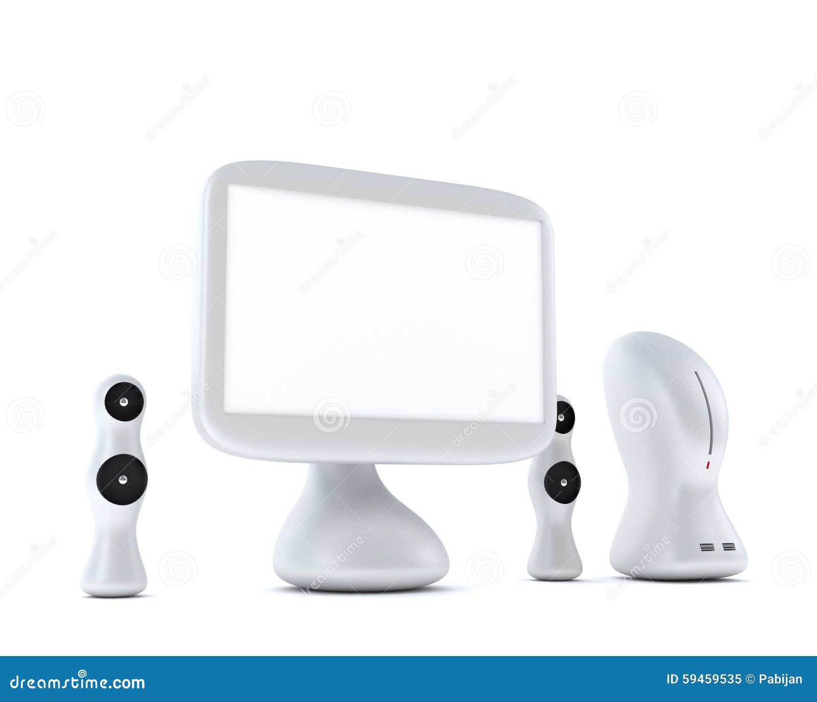 Modern, Futuristic Computer with Monitor and Speakers Stock ...