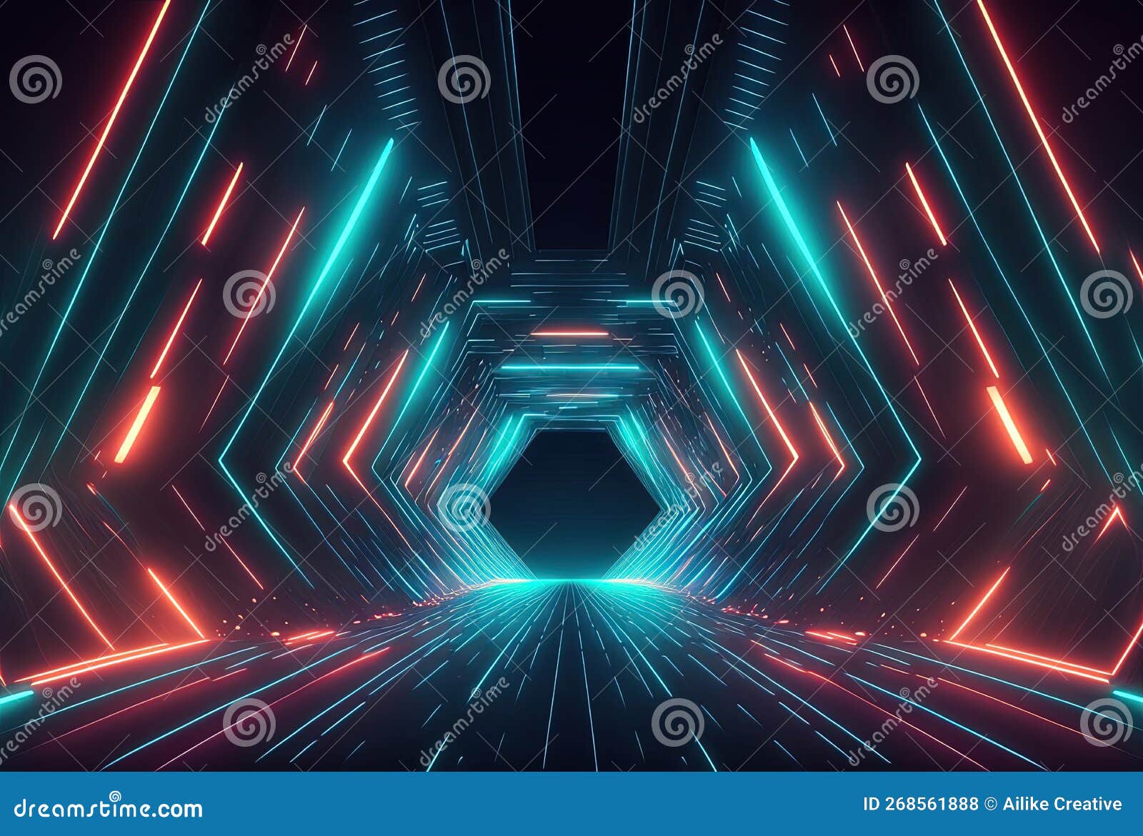 Modern Futuristic Corridor Background with Neon Light Stock Photo ...