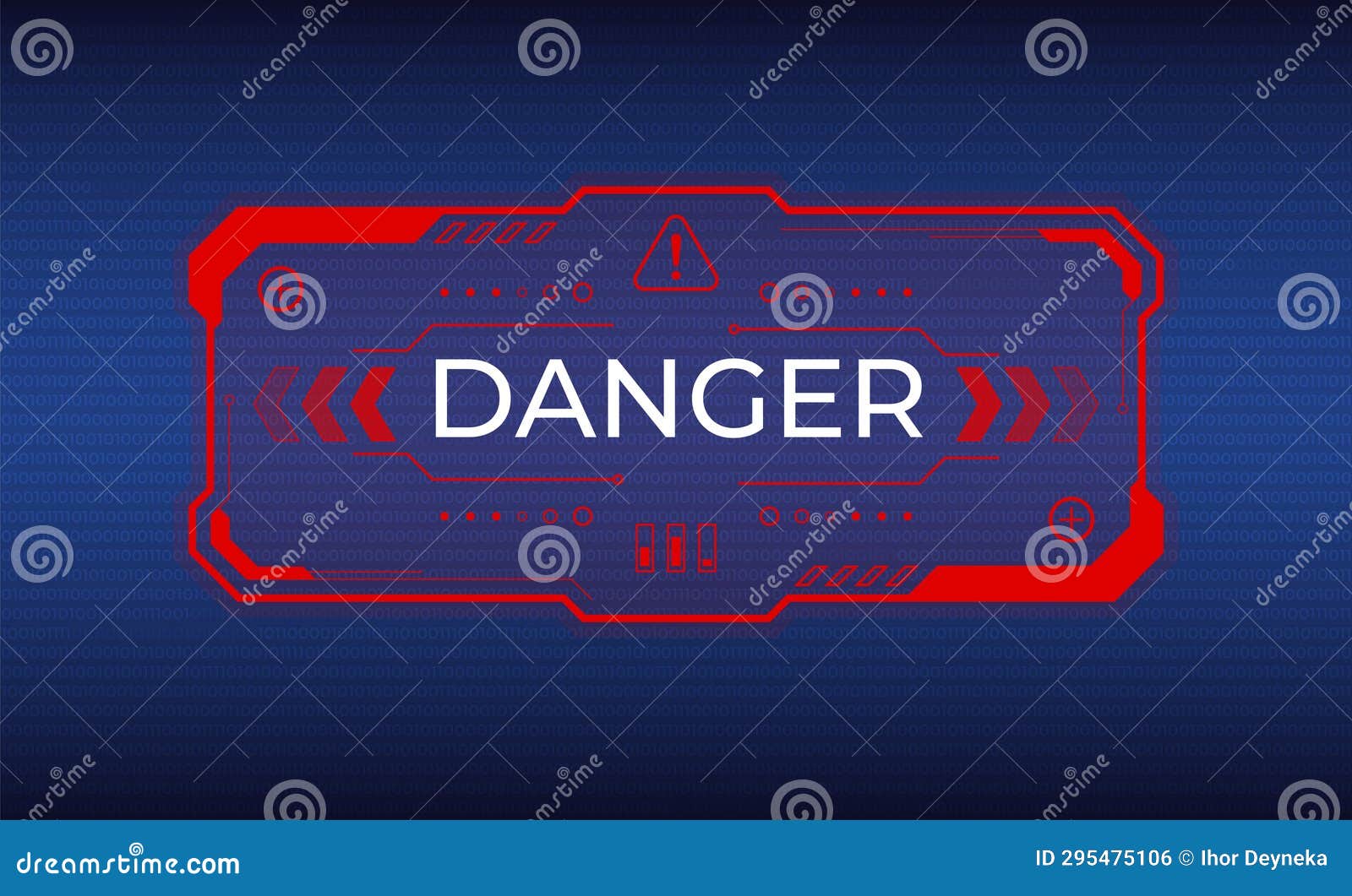 Modern Futuristic Danger Message. Red Frame Template. Pop-ups with a ...