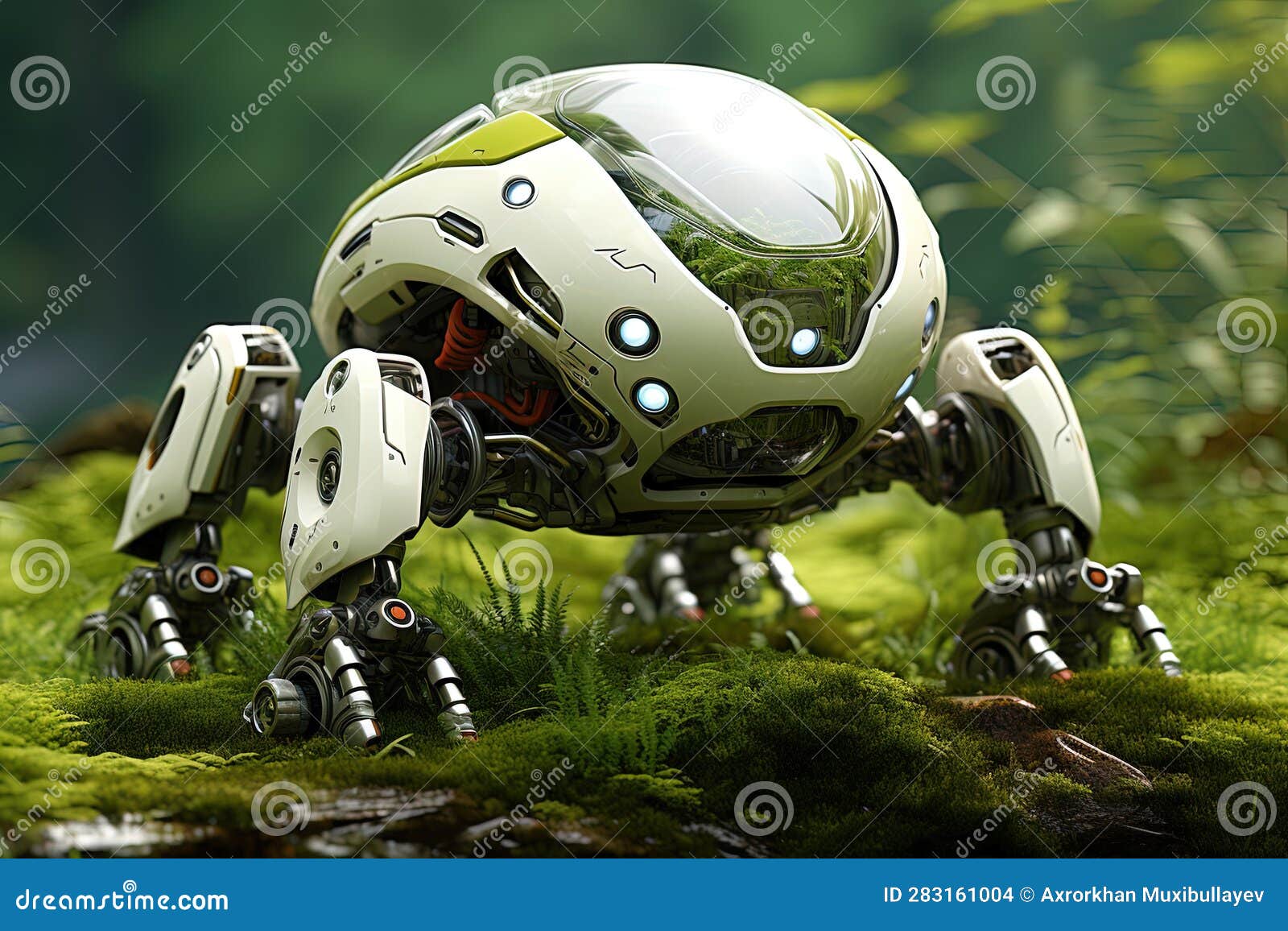 Futuristic White Eco Robot, Generative Ai Stock Illustration ...