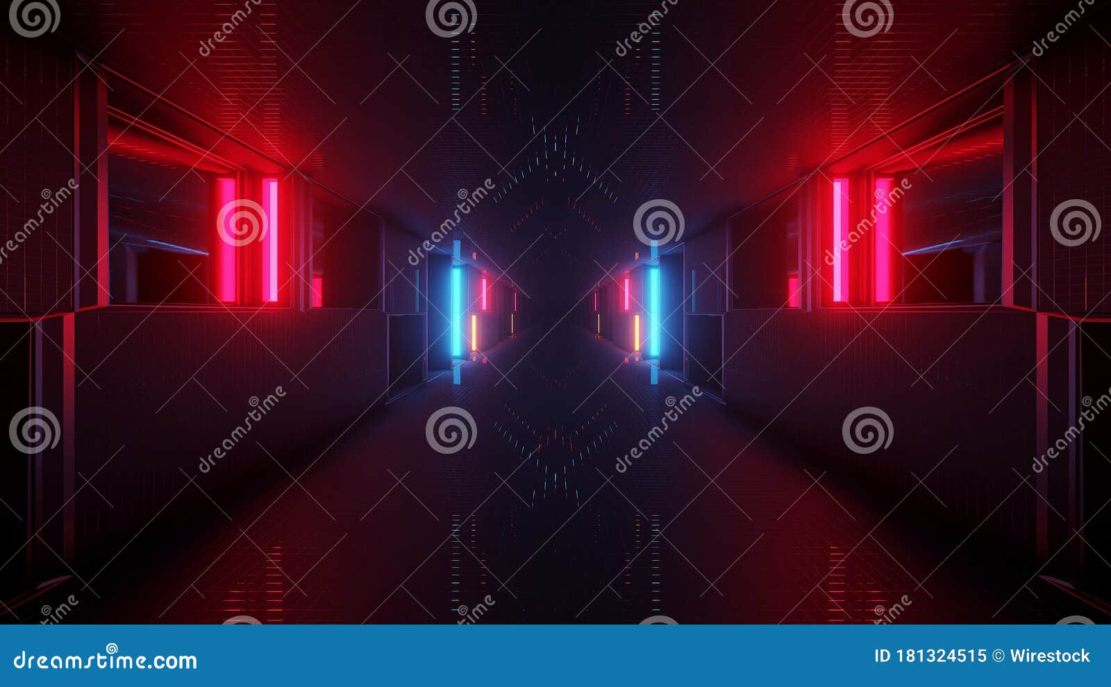Modern Futuristic Illustration of Abstract Red and Blue Light Patterns ...