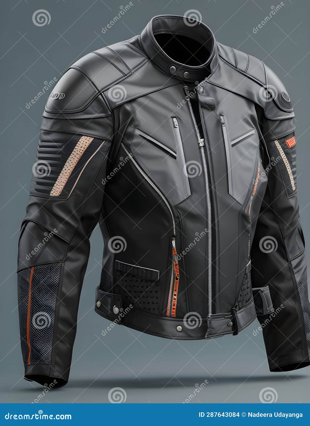 Modern Futuristic Motor Cycle Leather Jacket or Jersey with Zipper in a ...