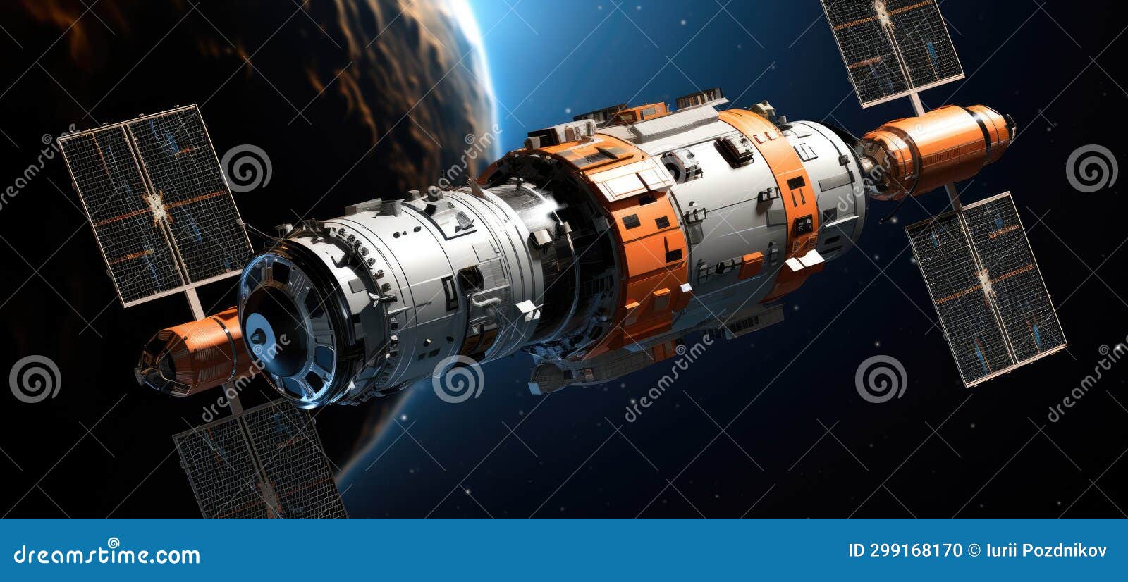 Modern Futuristic Satellite in Space Stock Photo - Image of research ...