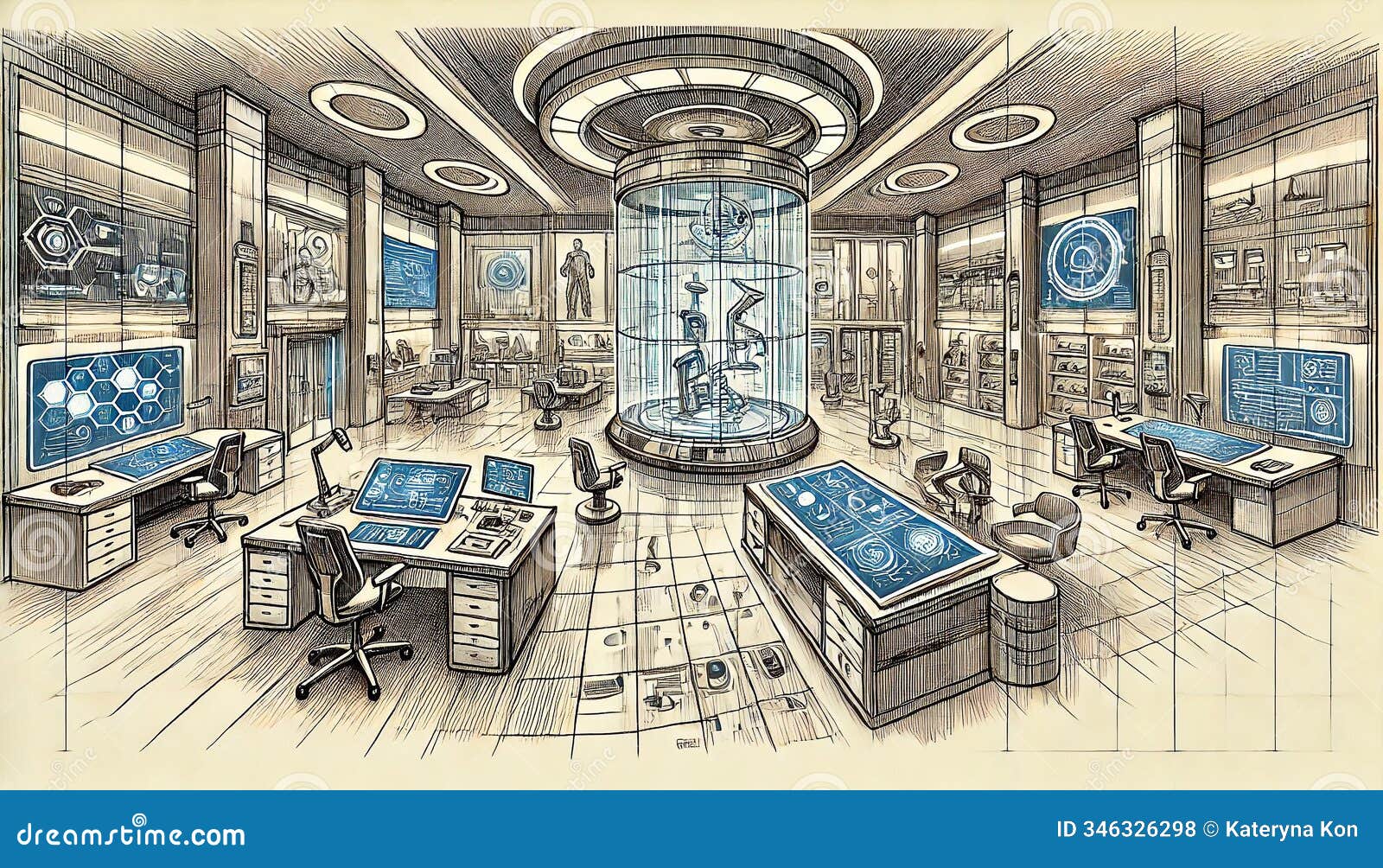 A Modern, Futuristic Scientific Laboratory Interior Featuring Advanced ...