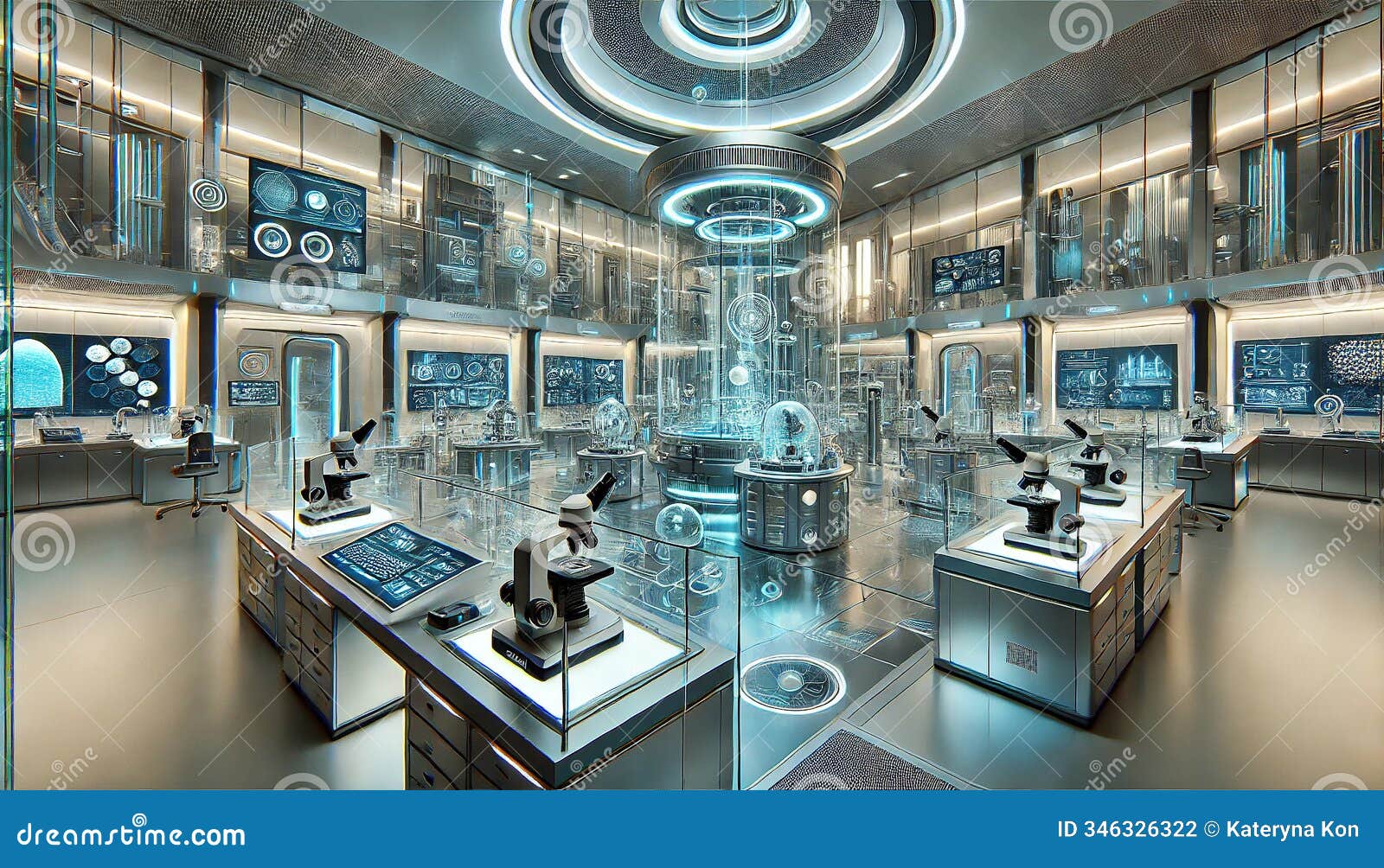 A Modern, Futuristic Scientific Laboratory Interior Featuring Advanced ...