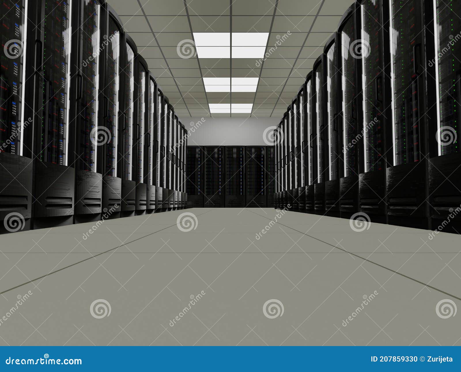 Modern Futuristic Server Room Big Data Center Stock Photo - Image of ...