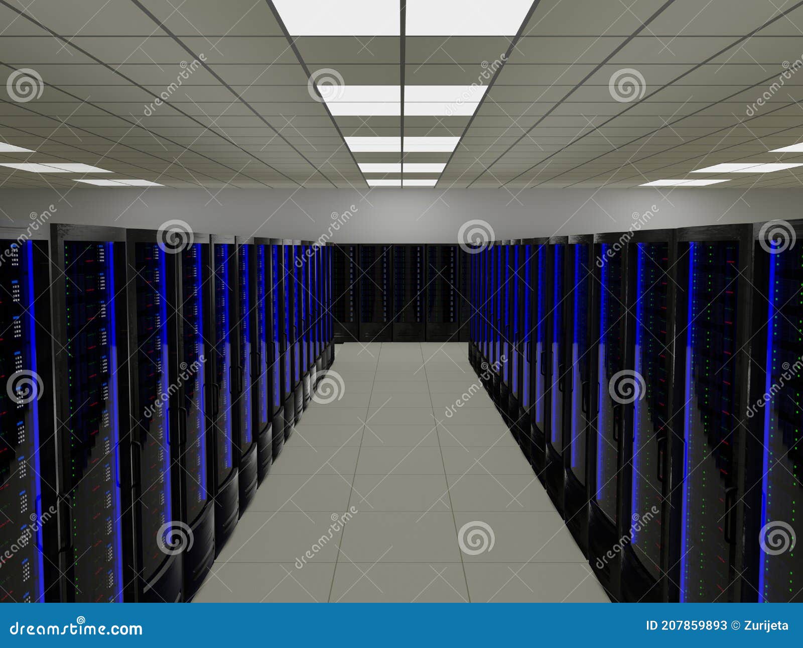 Modern Futuristic Server Room Big Data Center Stock Image - Image of ...