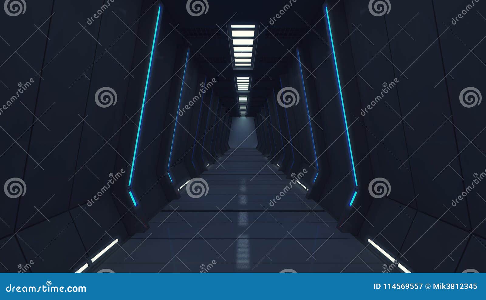 Modern and Futuristic Spaceship Corridor Stock Image - Image of ...