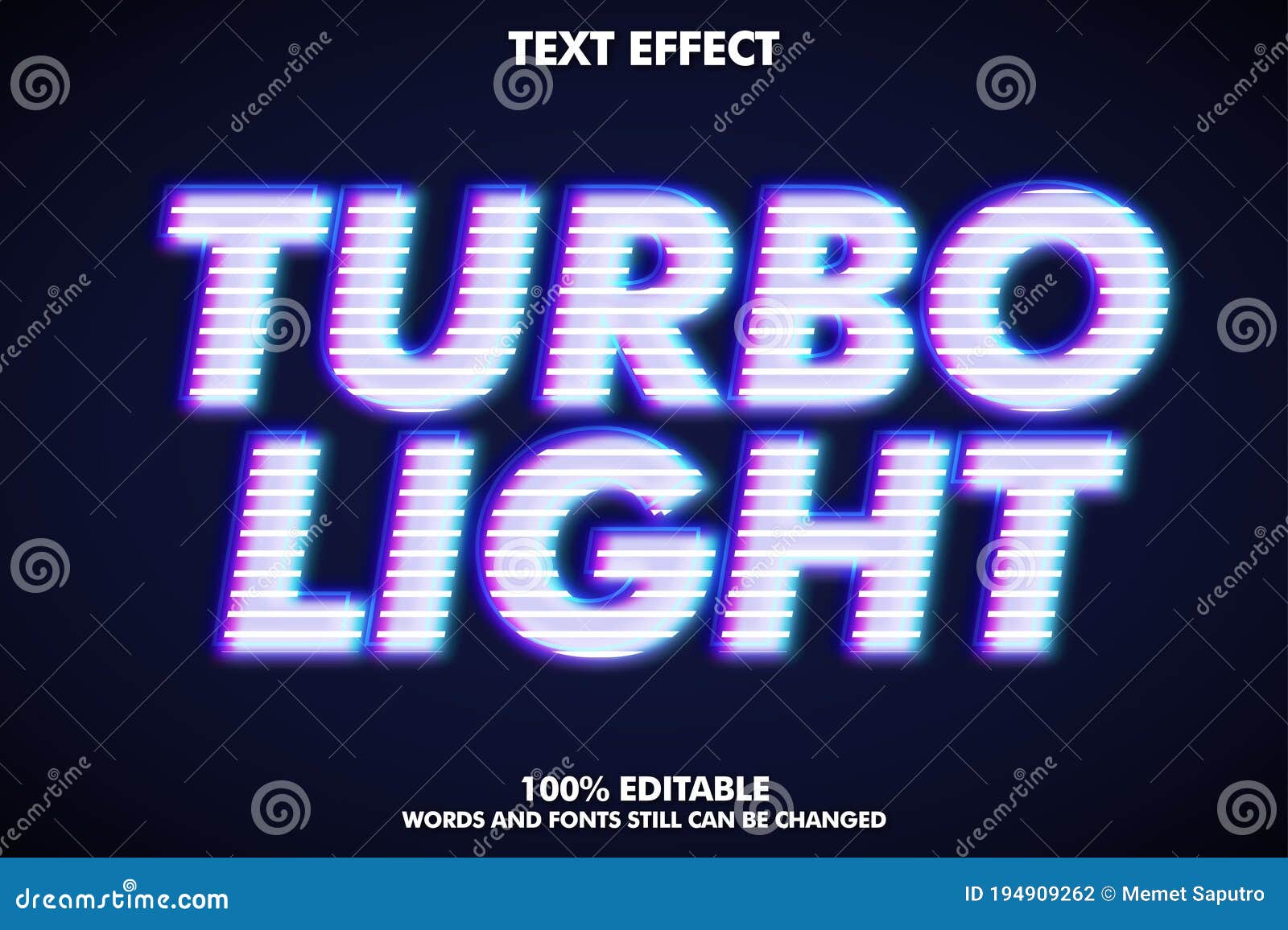 Turbo Light Text Effect Concept Stock Illustration - Illustration of ...