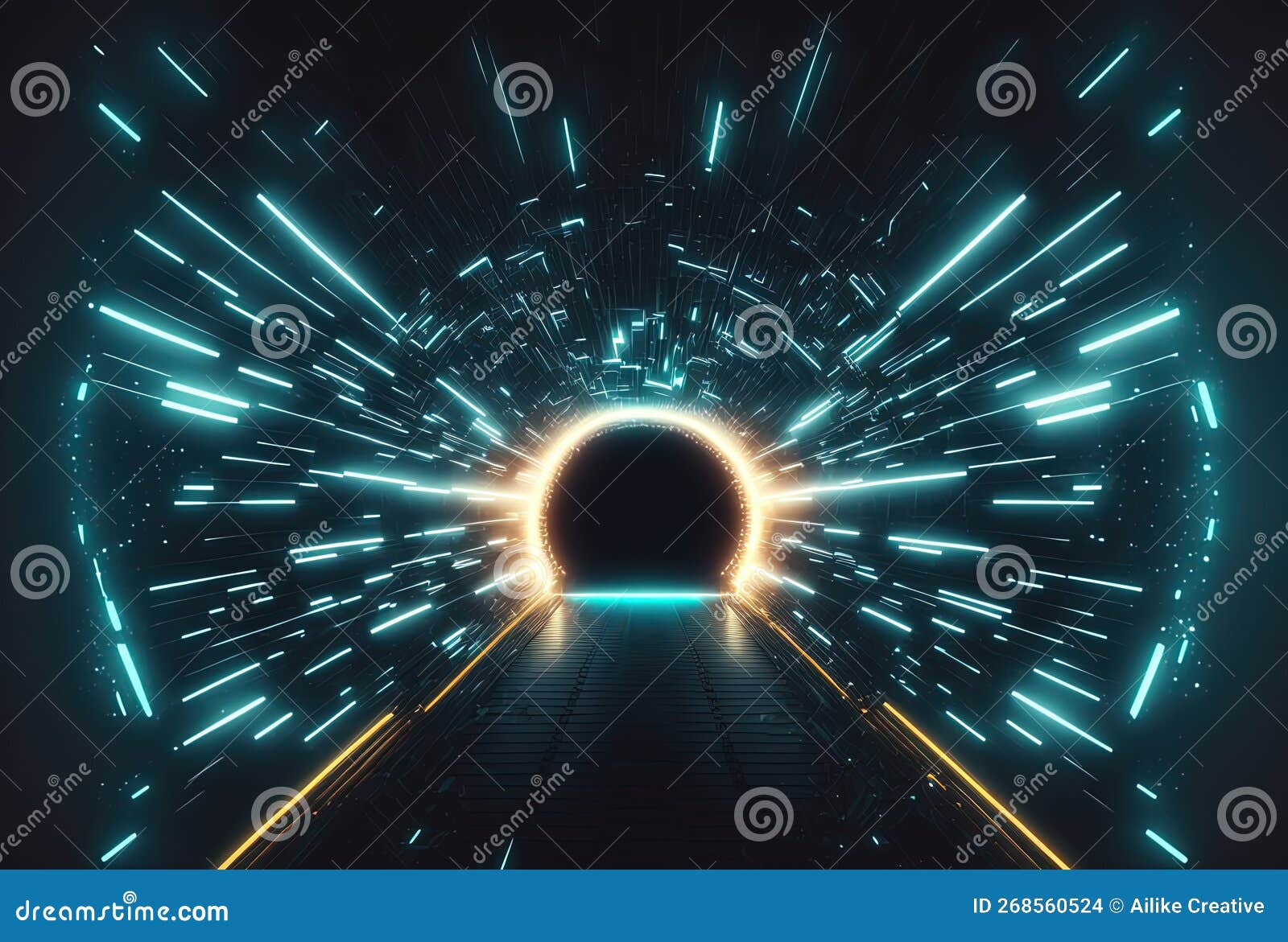 Modern Futuristic Tunnel Background with Neon Light Stock Photo - Image ...