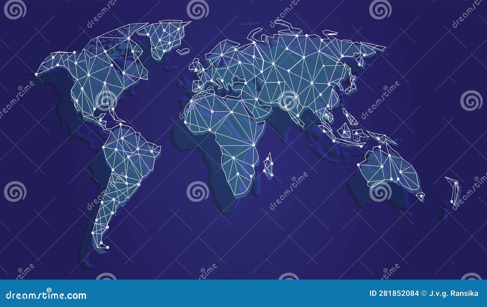 Modern Futuristic Word Map with Comiunication Grid on it Stock Vector ...