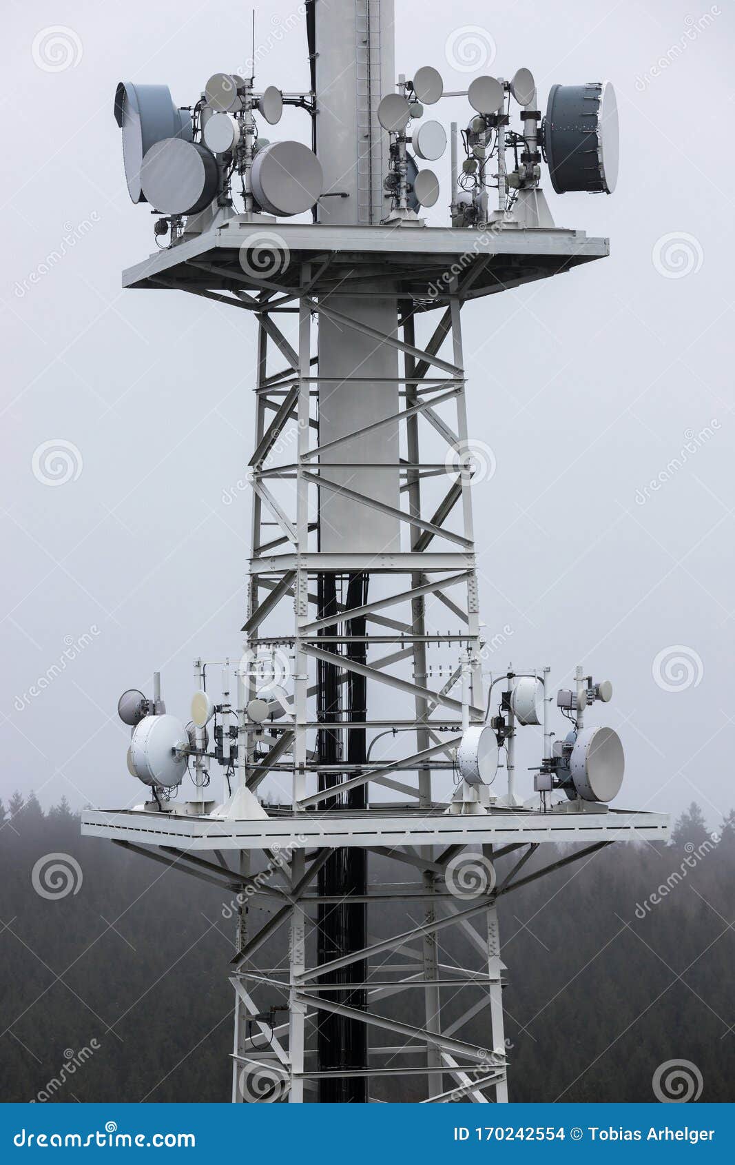 Modern 5 and 3 G Mobile Radio Tower Stock Photo - Image of steel, media ...