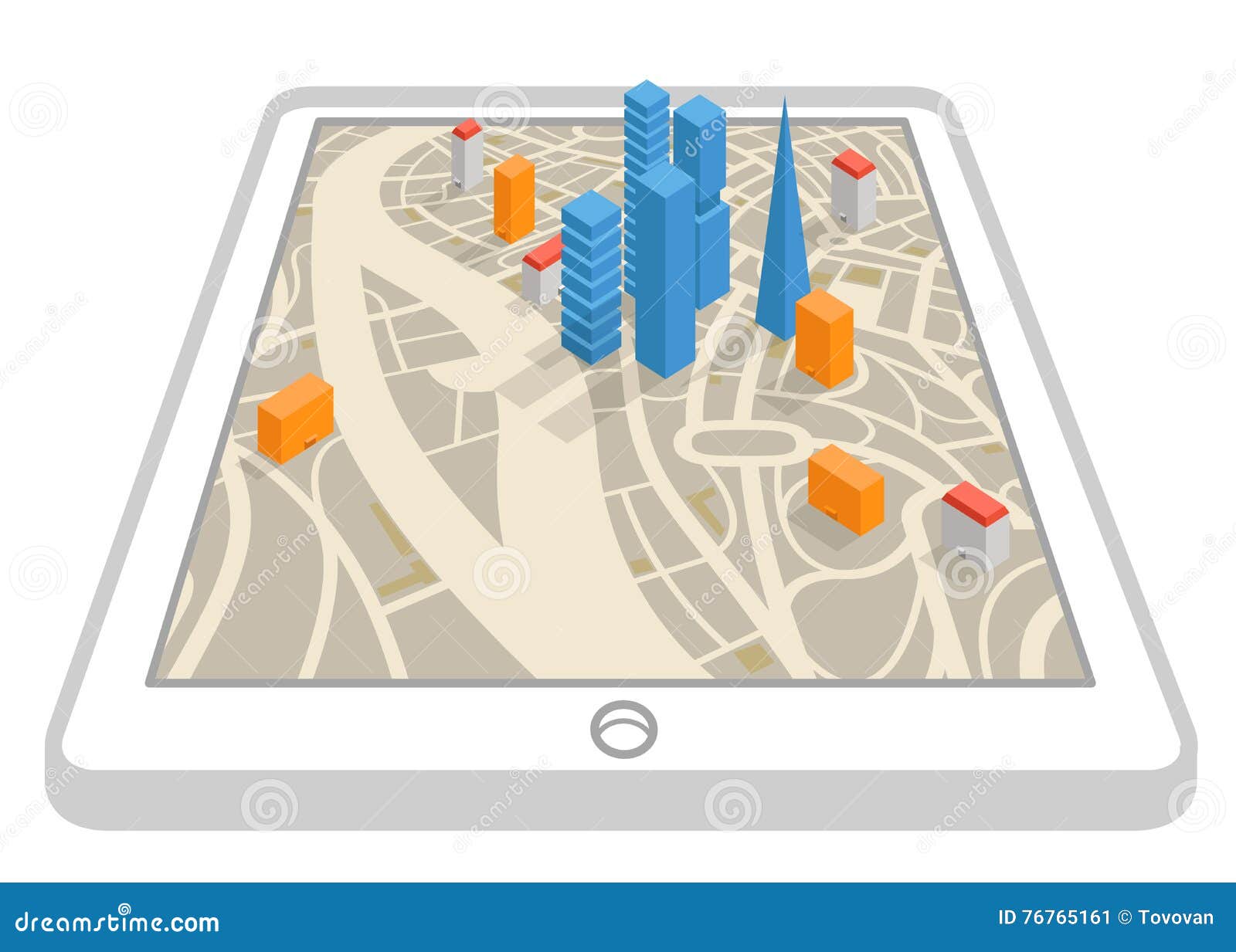 Modern Gadget with Abstract City Map Stock Vector - Illustration of ...