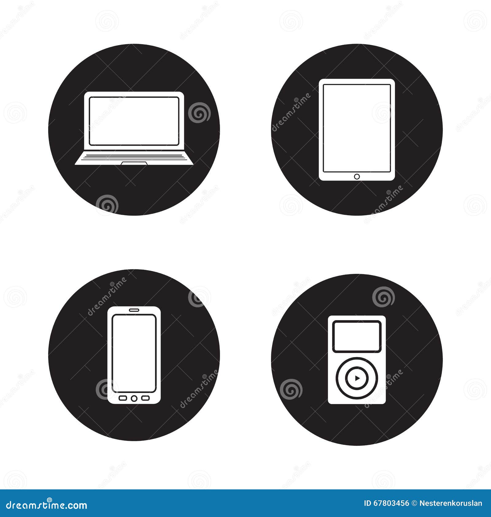 Modern Gadgets Black Icons Set Stock Vector - Illustration of portable, digital: 67803456
