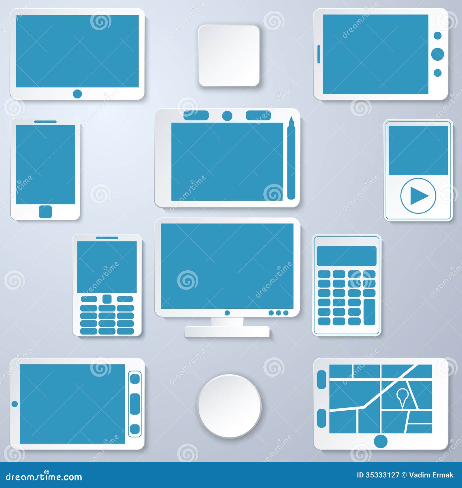Modern gadgets collection stock vector. Illustration of button - 35333127