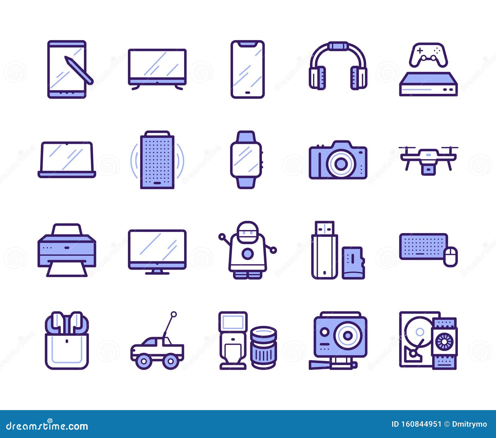 Modern Gadgets Color Linear Icons Set Stock Vector - Illustration of ...