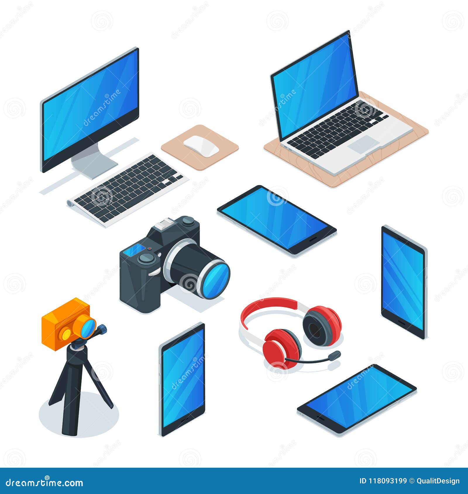 Modern Gadgets, Multimedia, Technology and Electronics Symbols. Vector ...