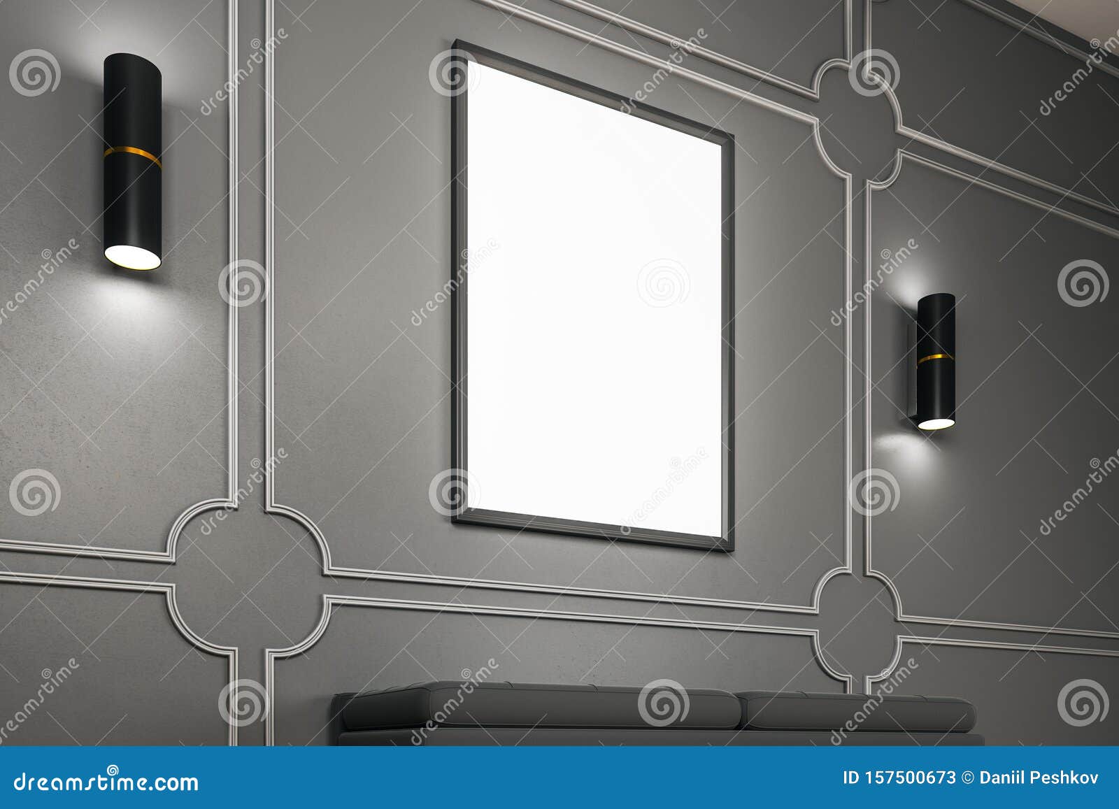 Modern Gallery Interior with Billboard Stock Illustration ...