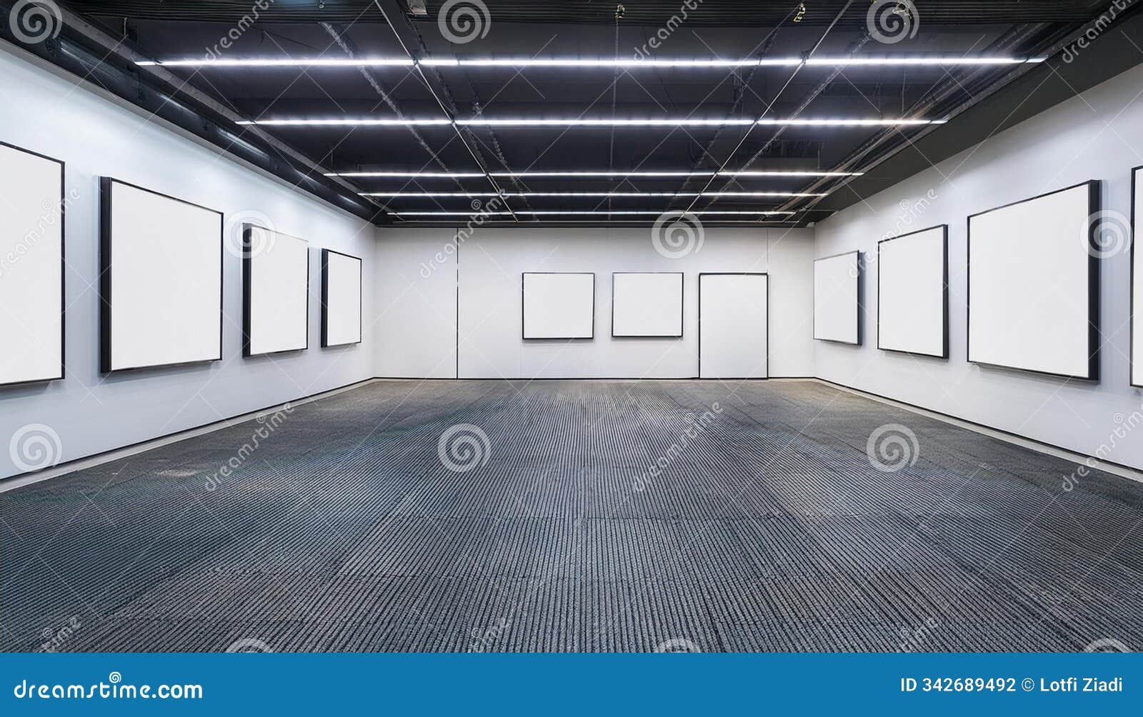 Modern Gallery Interior with Blank Partition Walls for Exhibition ...