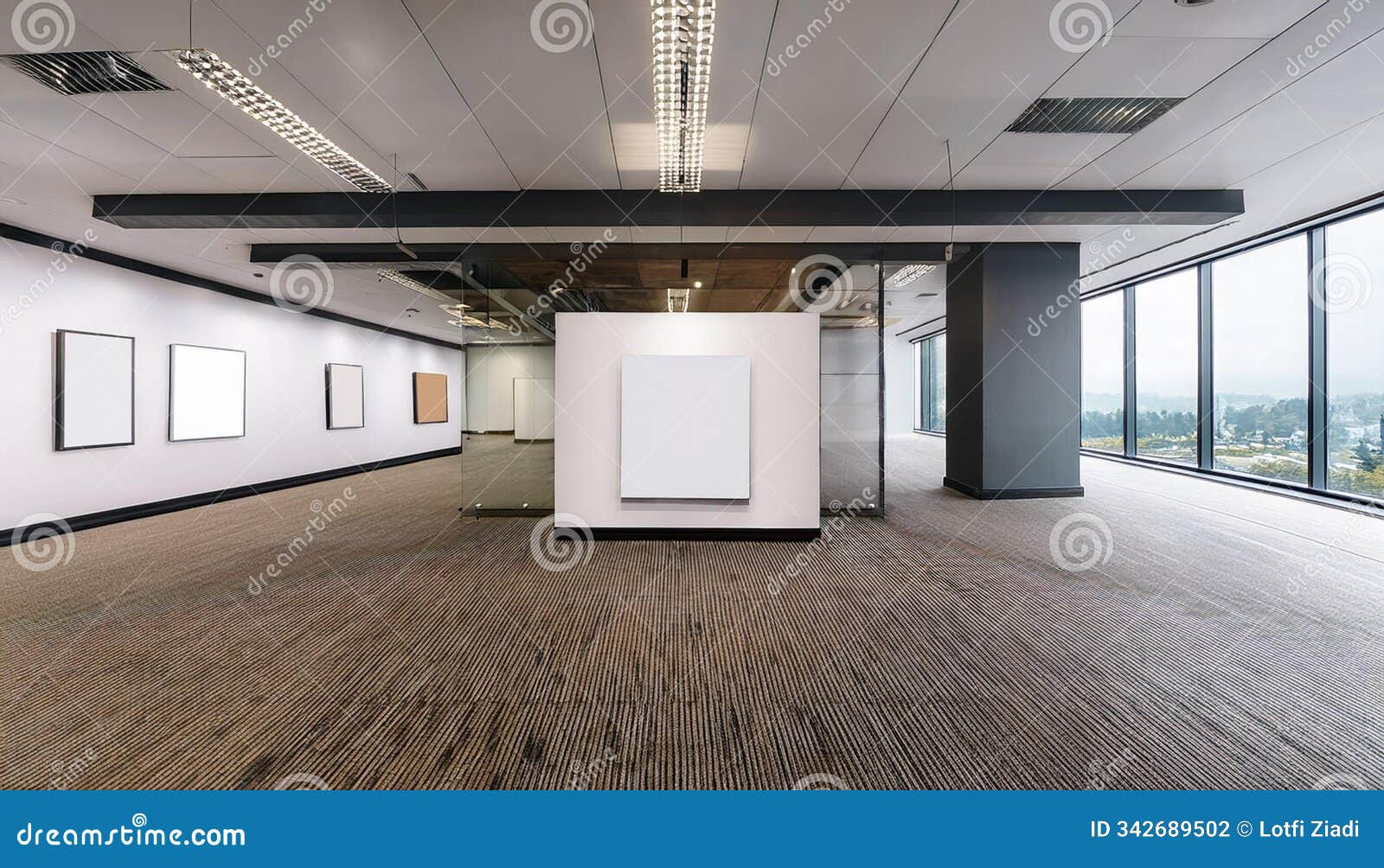 Modern Gallery Interior with Blank Partition Walls for Exhibition ...
