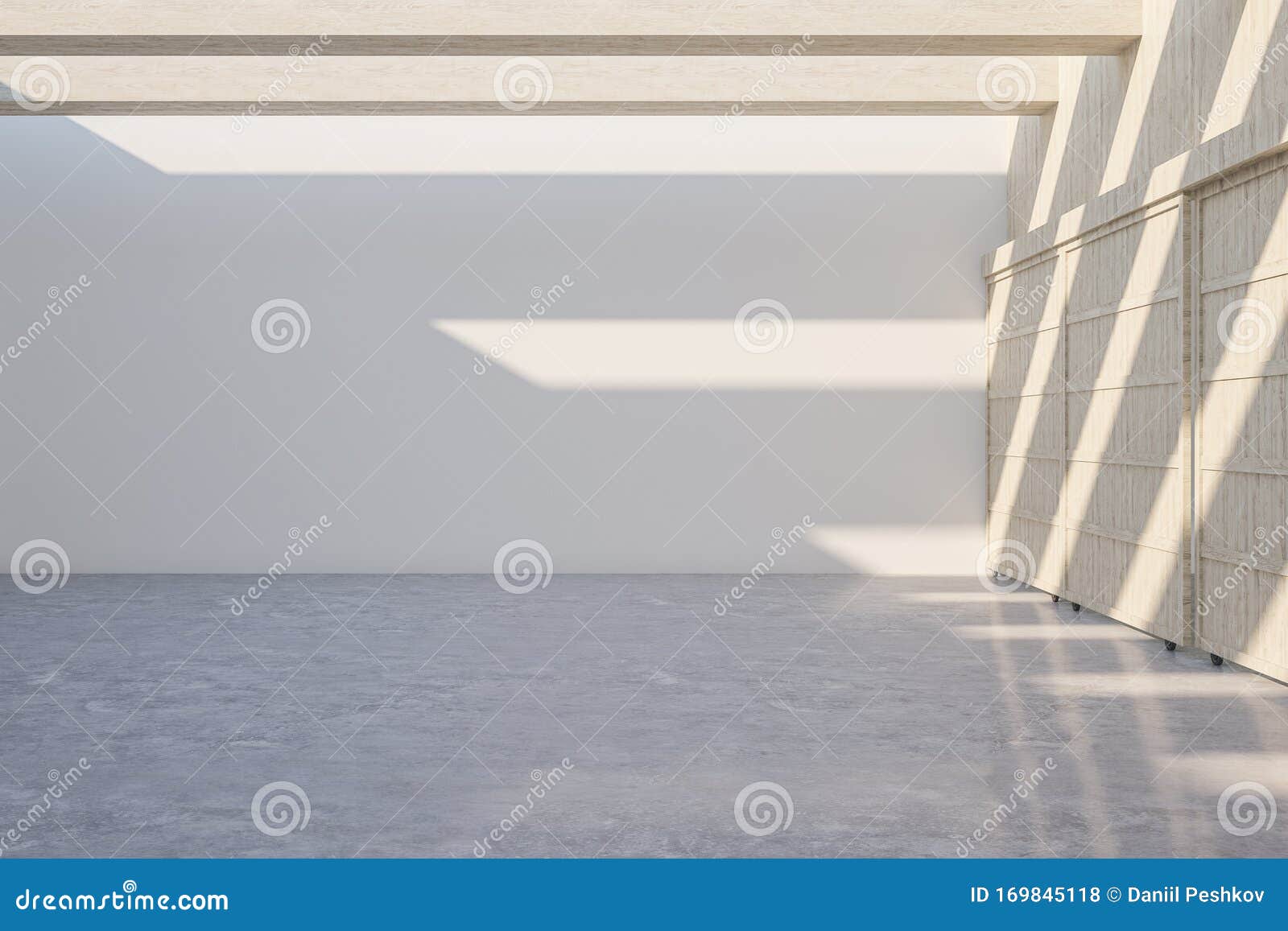 Modern Gallery Interior with Empty Wall Stock Illustration ...