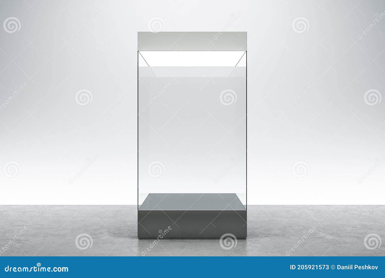 Modern Gallery Room with Empty Exhibition Glass Box Stock Illustration ...