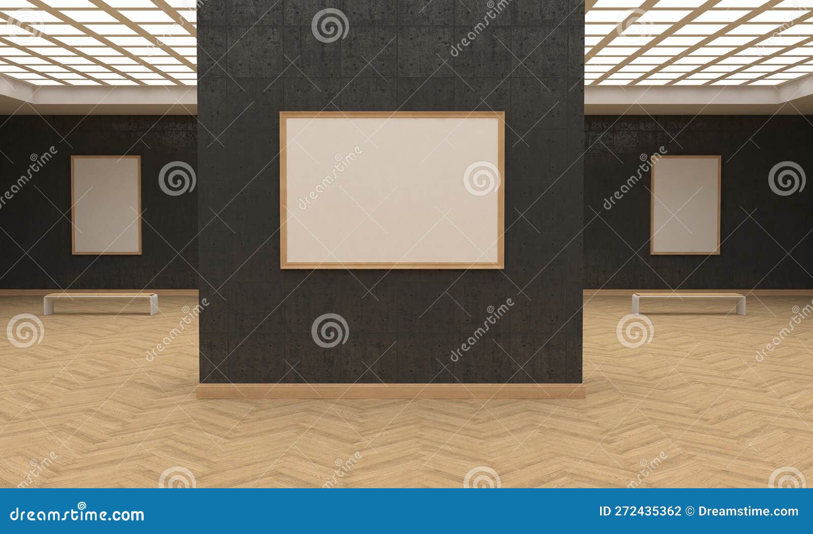 Modern Gallery Wall Mockup Blank Wall with Frames Display Artwork Presentation Art Design Empty ...