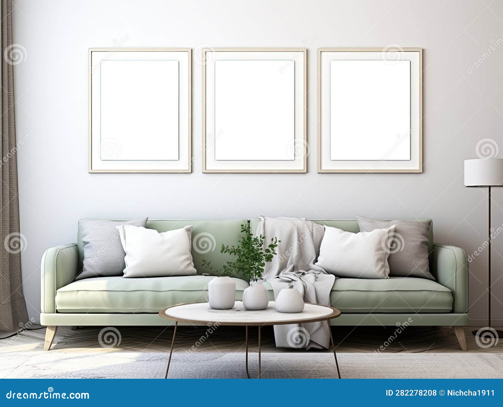 Modern Gallery Wall Poster Frames Mockup Illustration Stock ...