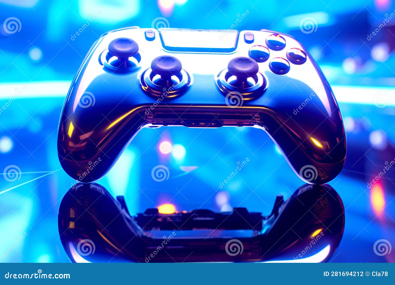 Modern Gamepad with Lights in Background Stock Illustration ...