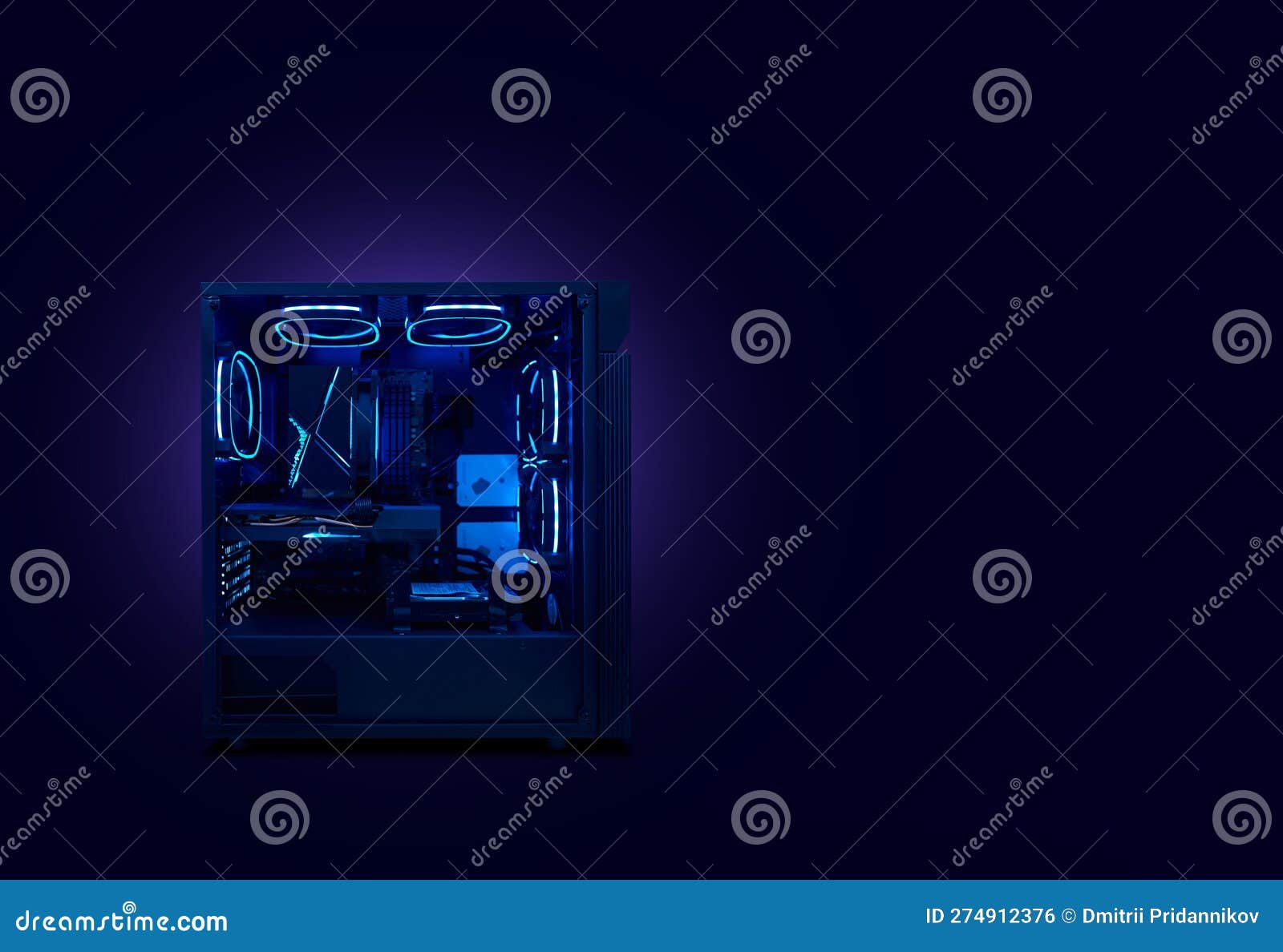 Modern Gaming Computer with Cooling and LED Illumination Stock Photo ...