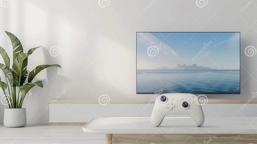 Modern Gaming Console Controller in Minimalist Living Room Interior ...